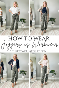 How to Wear Joggers as Workwear - Thrifty Wife Happy Life