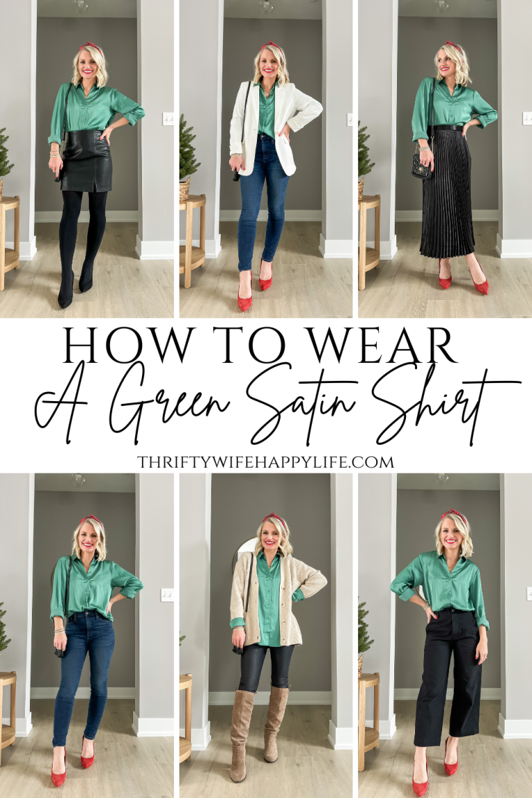 How To Wear A Green Satin Shirt For The Holidays Thrifty Wife Happy Life