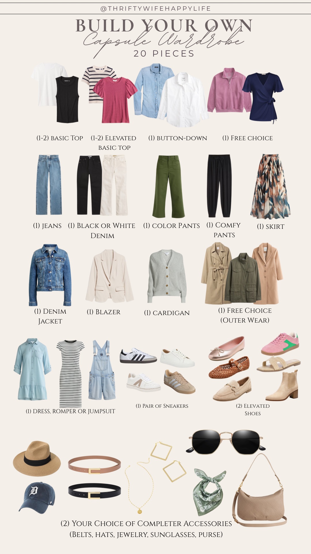 A Guide of How to Build a 20-Piece Capsule Wardrobe with the Clothes in ...